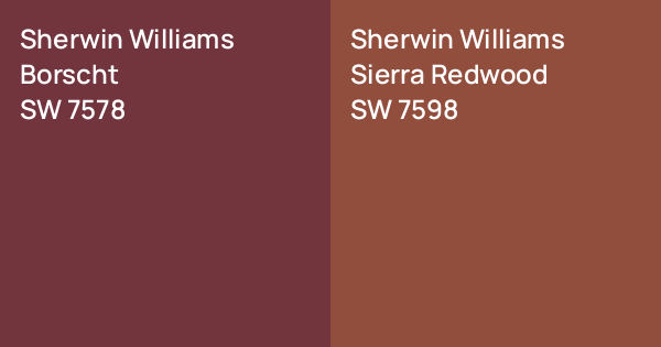 Sherwin Williams Borscht vs. Sherwin Williams Sierra Redwood comparison
