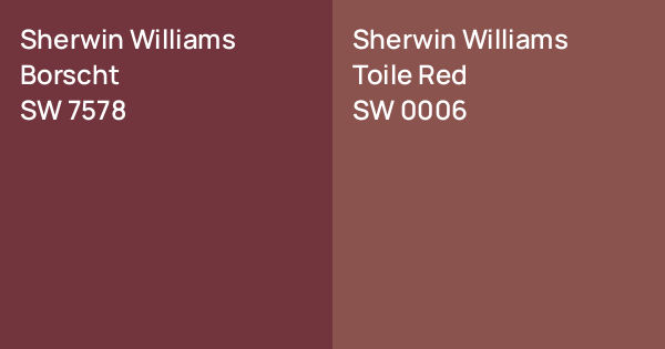 Sherwin Williams Borscht vs. Sherwin Williams Toile Red comparison