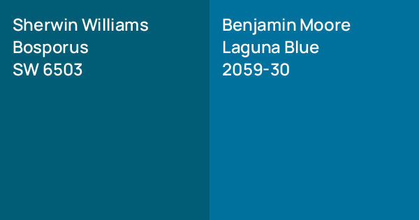 Sherwin Williams Bosporus vs. Benjamin Moore Laguna Blue comparison