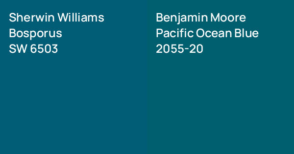 Sherwin Williams Bosporus vs. Benjamin Moore Pacific Ocean Blue comparison
