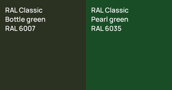 RAL Classic Bottle green vs. RAL Classic Pearl green comparison
