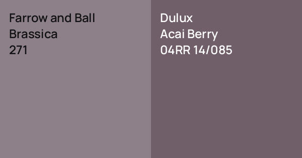 Farrow and Ball Brassica vs. Dulux Acai Berry comparison
