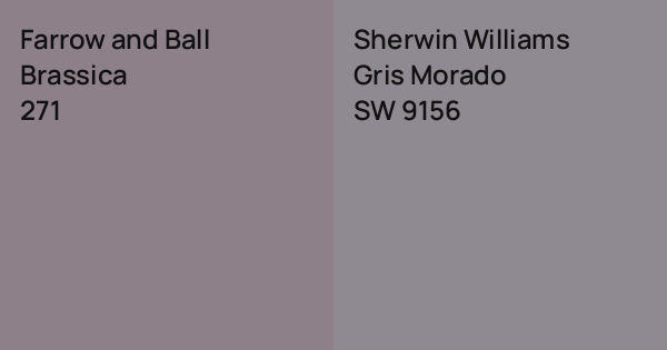 Farrow and Ball Brassica vs. Sherwin Williams Gris Morado comparison