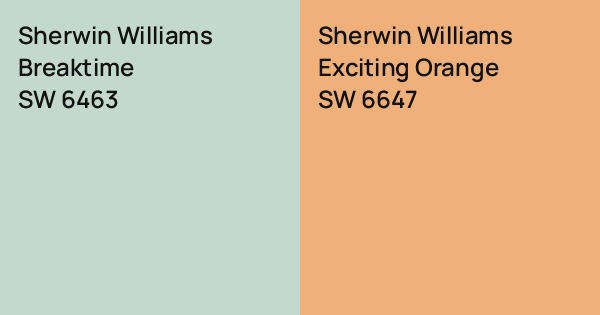 Sherwin Williams Breaktime vs. Sherwin Williams Exciting Orange comparison