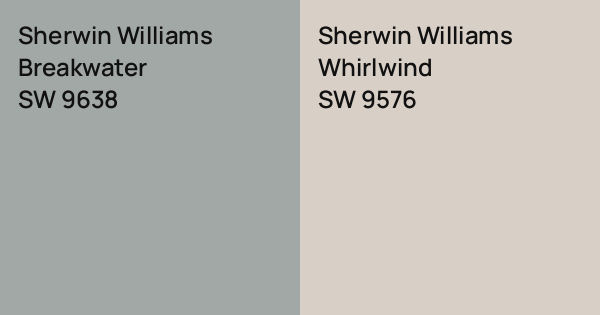 Sherwin Williams Breakwater vs. Sherwin Williams Whirlwind comparison
