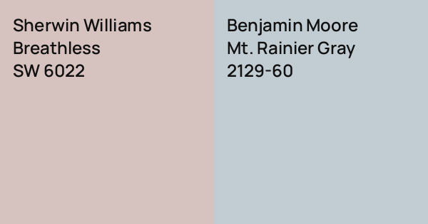 Sherwin Williams Breathless vs. Benjamin Moore Mt. Rainier Gray comparison
