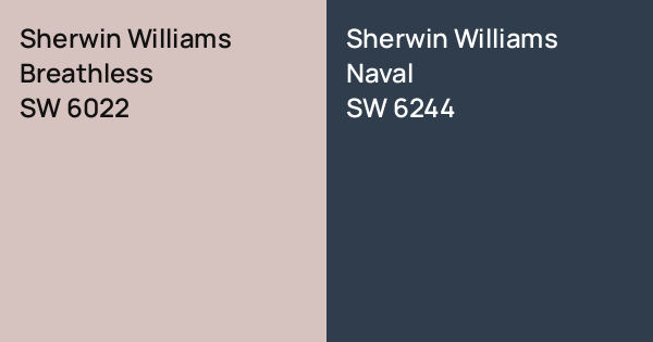 Sherwin Williams Breathless vs. Sherwin Williams Naval comparison