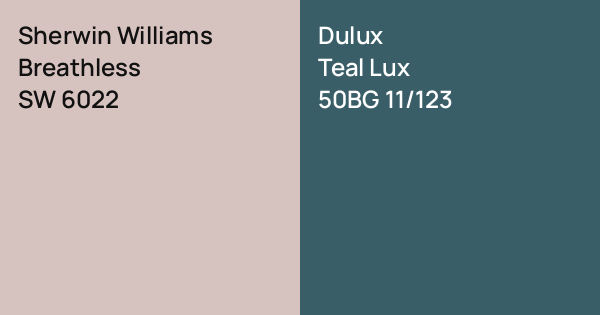 Sherwin Williams Breathless vs. Dulux Teal Lux comparison