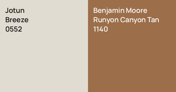 Jotun Breeze vs. Benjamin Moore Runyon Canyon Tan comparison