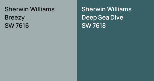 Sherwin Williams Breezy vs. Sherwin Williams Deep Sea Dive comparison