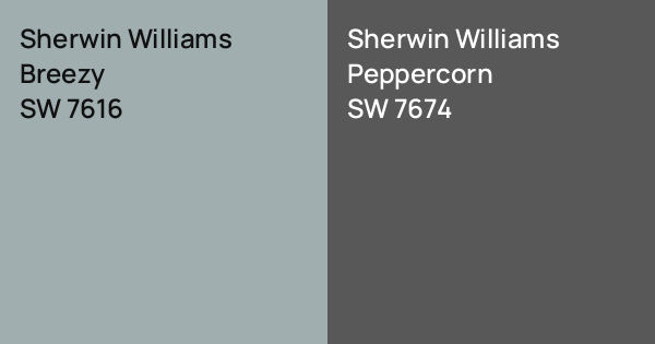 Sherwin Williams Breezy vs. Sherwin Williams Peppercorn comparison