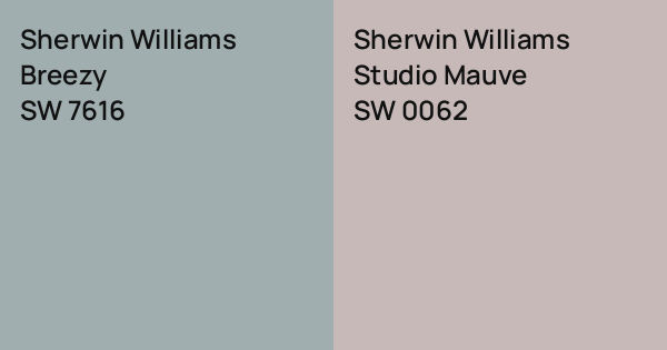 Sherwin Williams Breezy vs. Sherwin Williams Studio Mauve comparison