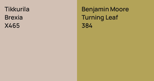 Tikkurila Brexia vs. Benjamin Moore Turning Leaf comparison