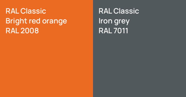 RAL Classic Bright red orange vs. RAL Classic Iron grey comparison