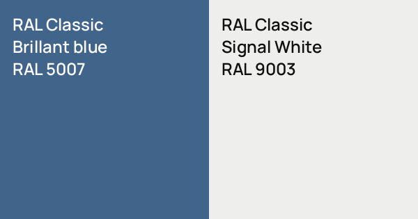 RAL Classic Brillant blue vs. RAL Classic Signal White comparison