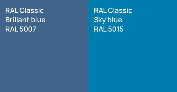 RAL Classic Brillant blue vs. RAL Classic Sky blue comparison
