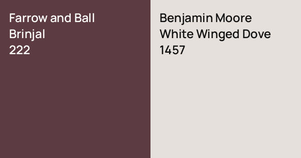 Farrow and Ball Brinjal vs. Benjamin Moore White Winged Dove comparison