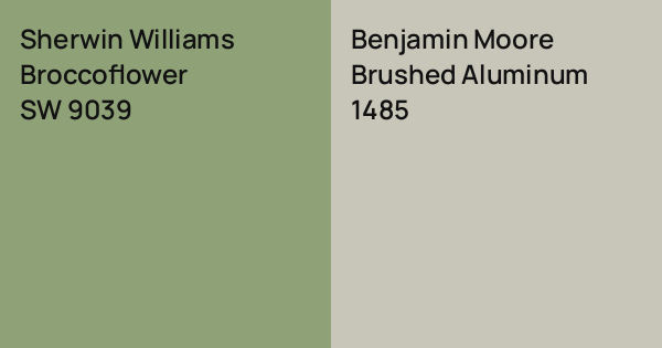 Sherwin Williams Broccoflower vs. Benjamin Moore Brushed Aluminum ...