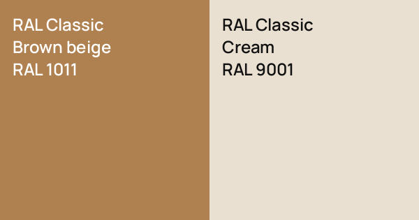 RAL Classic Brown beige vs. RAL Classic Cream comparison