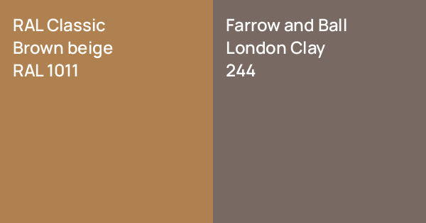 RAL Classic Brown beige vs. Farrow and Ball London Clay comparison