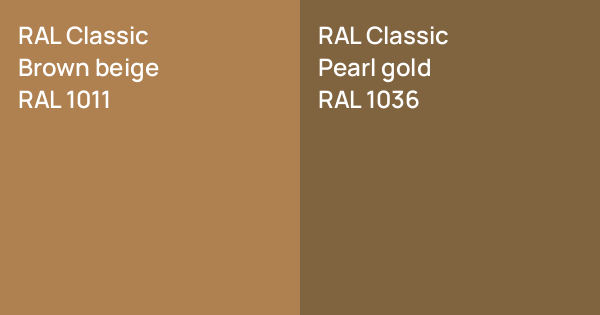 RAL Classic Brown beige vs. RAL Classic Pearl gold comparison