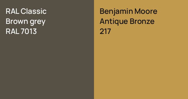 RAL Classic Brown grey vs. Benjamin Moore Antique Bronze comparison