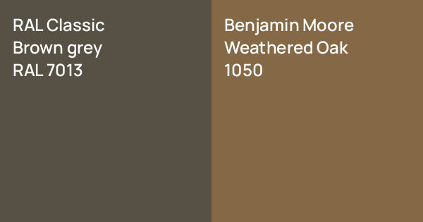 RAL Classic Brown grey vs. Benjamin Moore Weathered Oak comparison