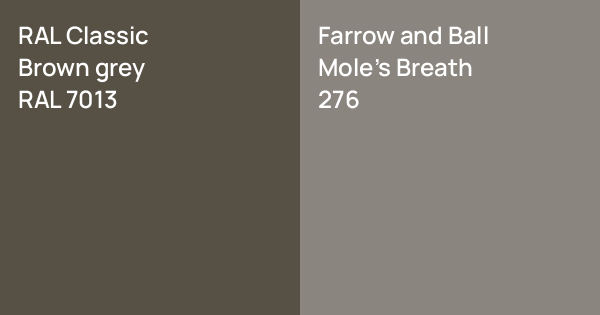 RAL Classic Brown grey vs. Farrow and Ball Mole's Breath comparison