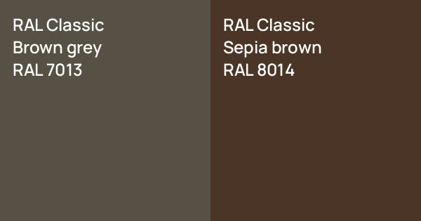 RAL Classic Brown grey vs. RAL Classic Sepia brown comparison
