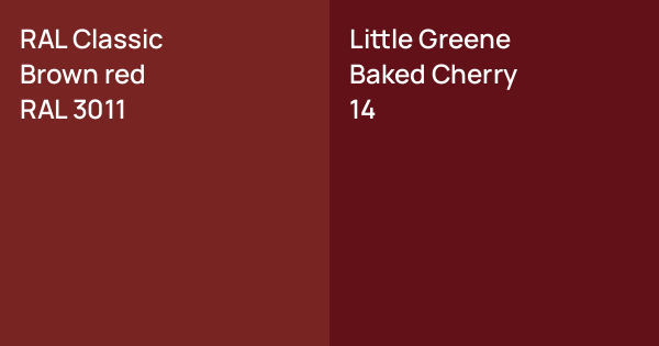 RAL Classic Brown red vs. Little Greene Baked Cherry comparison