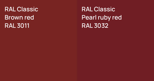 RAL Classic Brown red vs. RAL Classic Pearl ruby red comparison