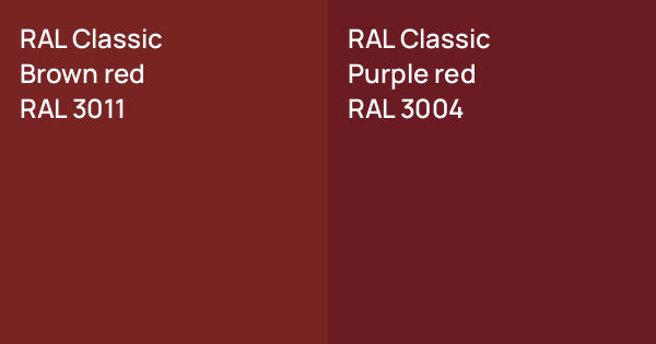 RAL Classic Brown red vs. RAL Classic Purple red comparison