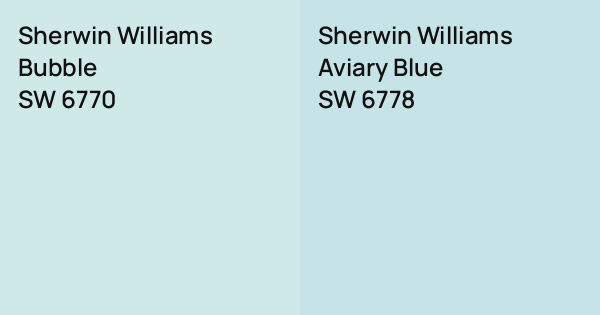 Sherwin Williams Bubble vs. Sherwin Williams Aviary Blue comparison