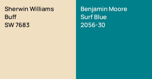 Sherwin Williams Buff vs. Benjamin Moore Surf Blue comparison
