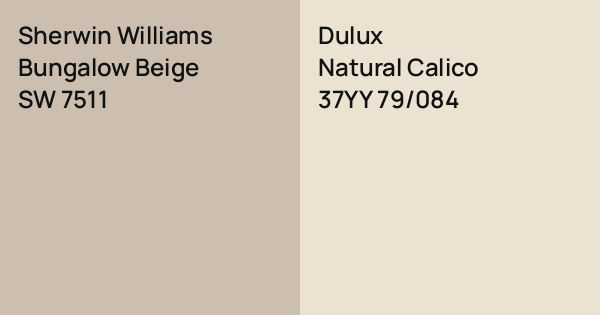 Sherwin Williams Bungalow Beige vs. Dulux Natural Calico comparison
