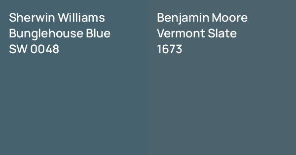 Sherwin Williams Bunglehouse Blue vs. Benjamin Moore Vermont Slate ...