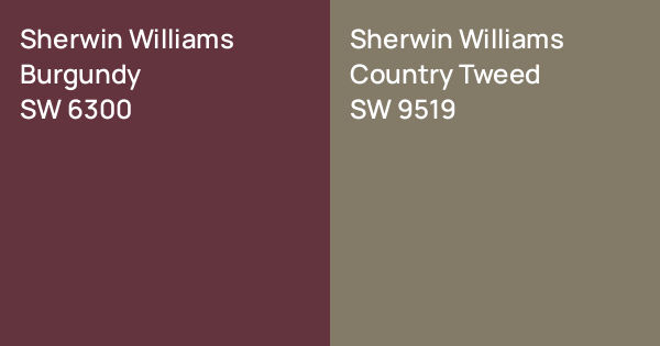Sherwin Williams Burgundy vs. Sherwin Williams Country Tweed comparison