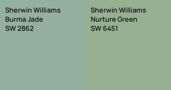 Sherwin Williams Burma Jade vs. Sherwin Williams Nurture Green comparison