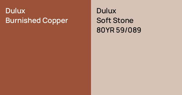 Dulux Burnished Copper vs. Dulux Soft Stone comparison