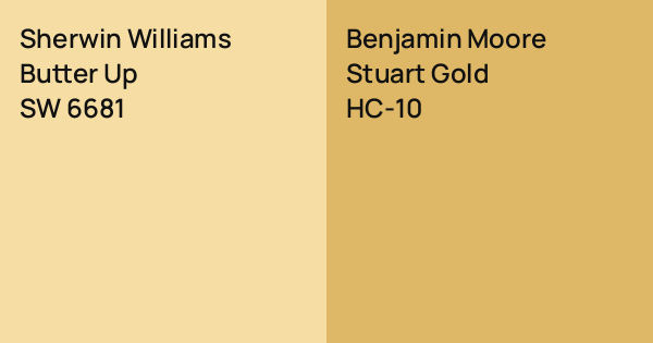 Sherwin Williams Butter Up vs. Benjamin Moore Stuart Gold comparison