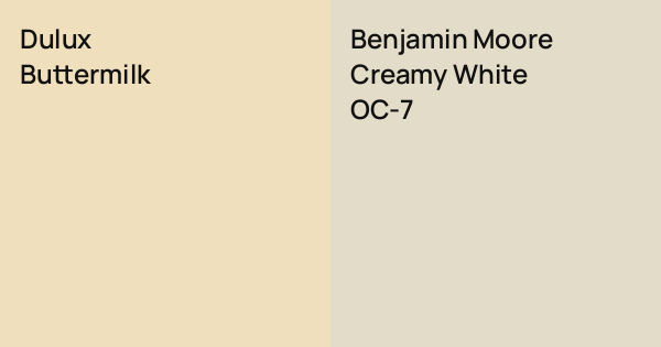 Dulux Buttermilk vs. Benjamin Moore Creamy White comparison