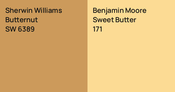 Sherwin Williams Butternut vs. Benjamin Moore Sweet Butter comparison
