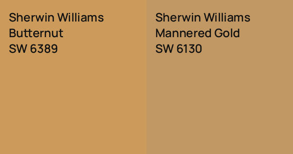 Sherwin Williams Butternut vs. Sherwin Williams Mannered Gold comparison
