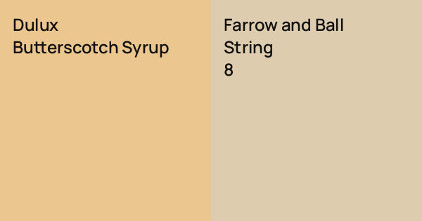 Dulux Butterscotch Syrup vs. Farrow and Ball String comparison