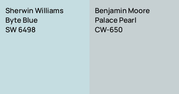 Sherwin Williams Byte Blue vs. Benjamin Moore Palace Pearl comparison