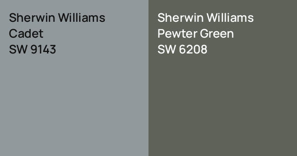 Sherwin Williams Cadet vs. Sherwin Williams Pewter Green comparison