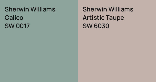 Sherwin Williams Calico vs. Sherwin Williams Artistic Taupe comparison