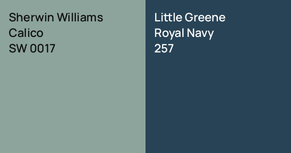 Sherwin Williams Calico vs. Little Greene Royal Navy comparison