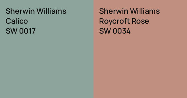 Sherwin Williams Calico vs. Sherwin Williams Roycroft Rose comparison