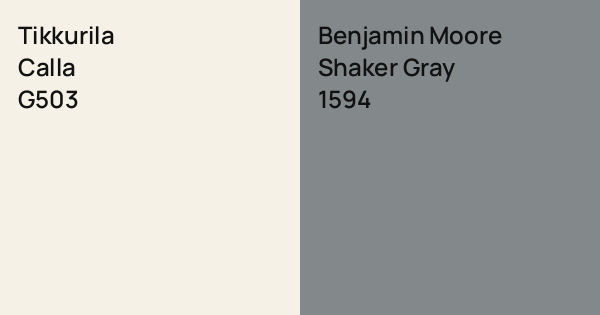 Tikkurila Calla vs. Benjamin Moore Shaker Gray comparison